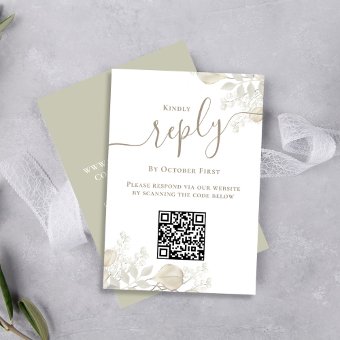Wedding RSVP QR Code Elegant Sage Greenery | Zazzle