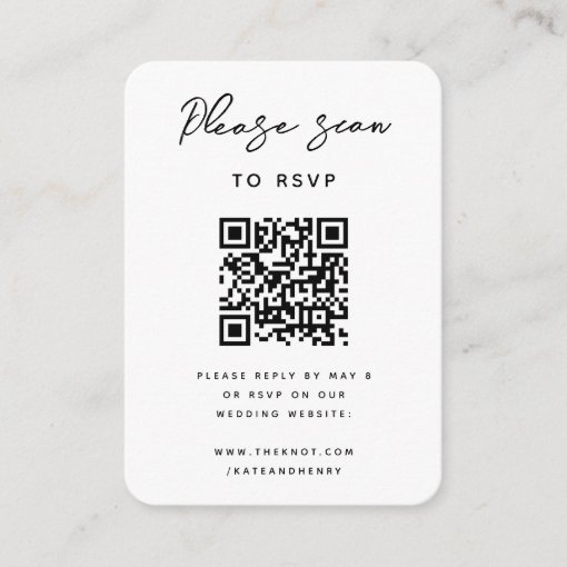 Wedding RSVP | QR Code Modern Minimalist Simple Enclosure Card | Zazzle