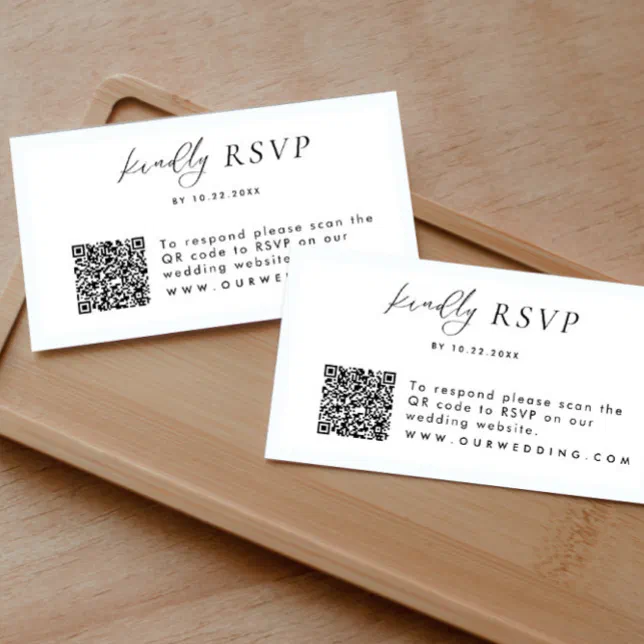 Wedding RSVP QR Code Modern Simple Enclosure Card | Zazzle