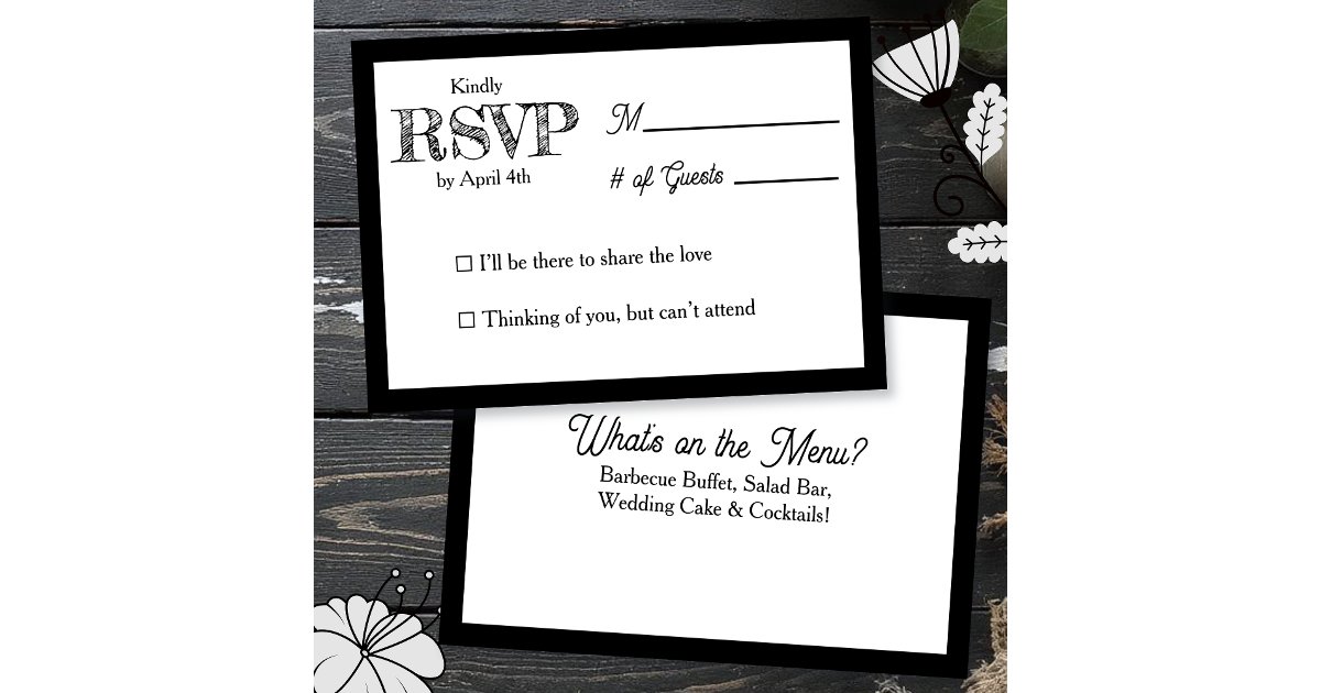 Wedding RSVP & Reception Dinner Menu Invitation | Zazzle