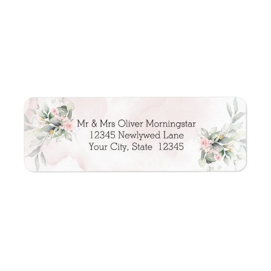 Wedding | Rustic Foliage Watercolor Pink Floral Label | Zazzle.com