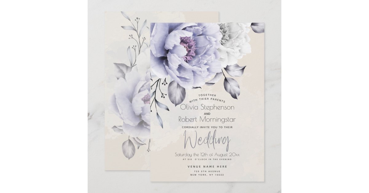 WEDDING | Rustic Lilac and Alabaster Peony Floral Invitation | Zazzle