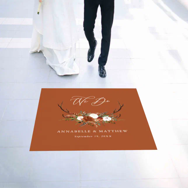 Wedding rustic stag floral party floor decals | Zazzle