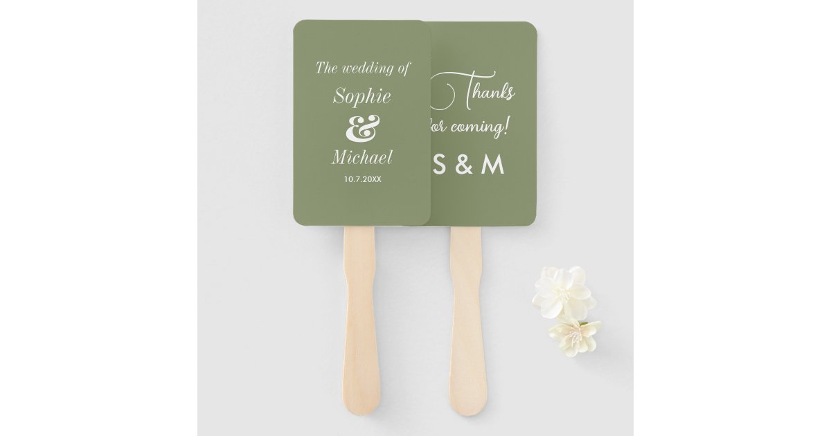 Wedding Sage Green Ceremony Fans | Zazzle