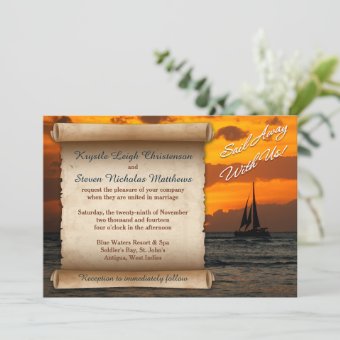 Wedding | Sail Away With Us! | Sailboat | Sunset Invitation | Zazzle