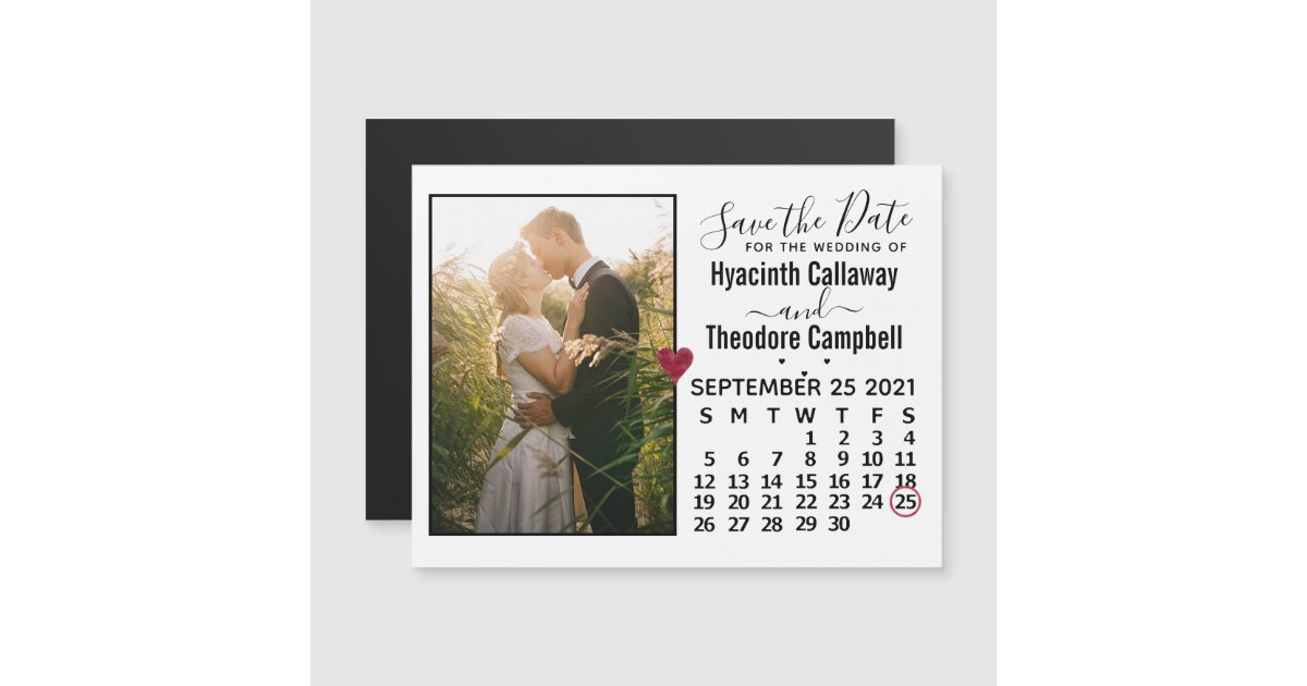 Wedding Save the Date 2021 September Calendar Magnetic Invitation | Zazzle