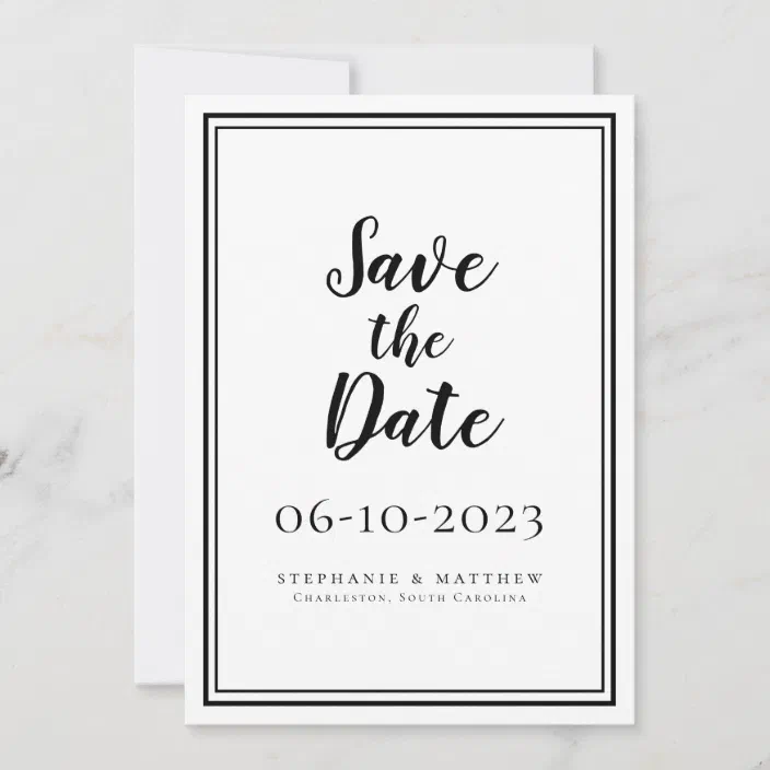 Modern Black Save The Date Printable Save The Date Modern Save The Date ...