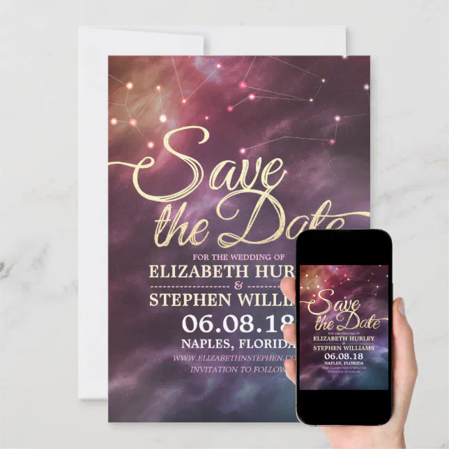 Wedding Save The Date Chic Star Sky Constellations | Zazzle
