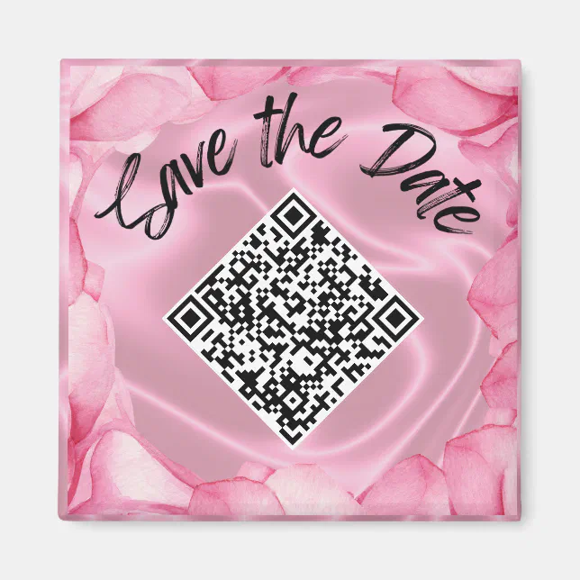 Wedding Save the Date Custom QR Code Magnet | Zazzle
