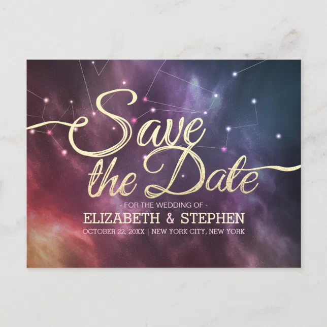 Wedding Save The Date Galaxy Nebula Constellations Announcement ...