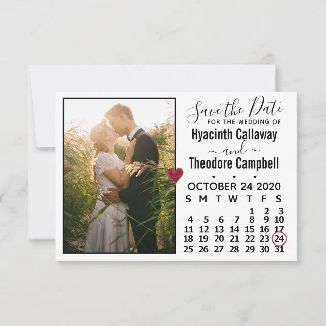 Wedding Save the Date October 2020 Calendar Photo | Zazzle