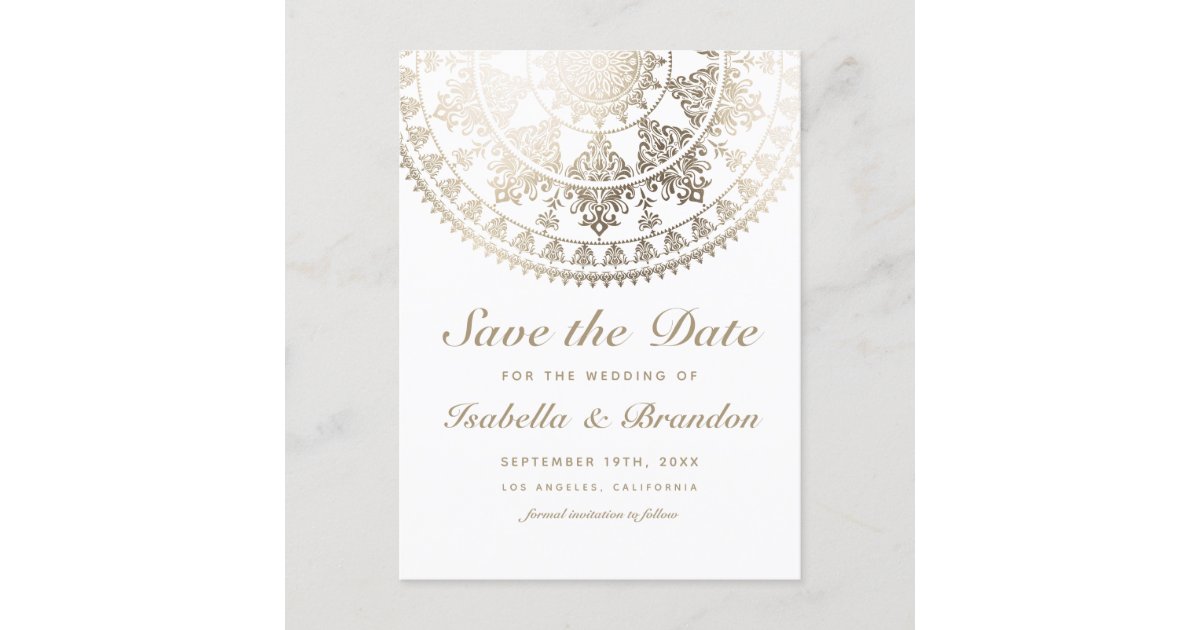 Wedding Save the Date Postcards Gold Foil | Zazzle