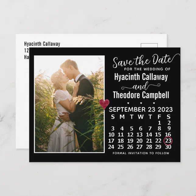 Wedding Save the Date September 2023 Calendar Pic Invitation Postcard ...