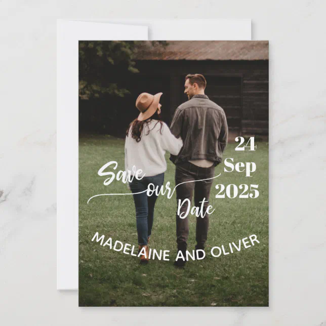 Wedding Save the Date Simple Photo Modern Invitation | Zazzle