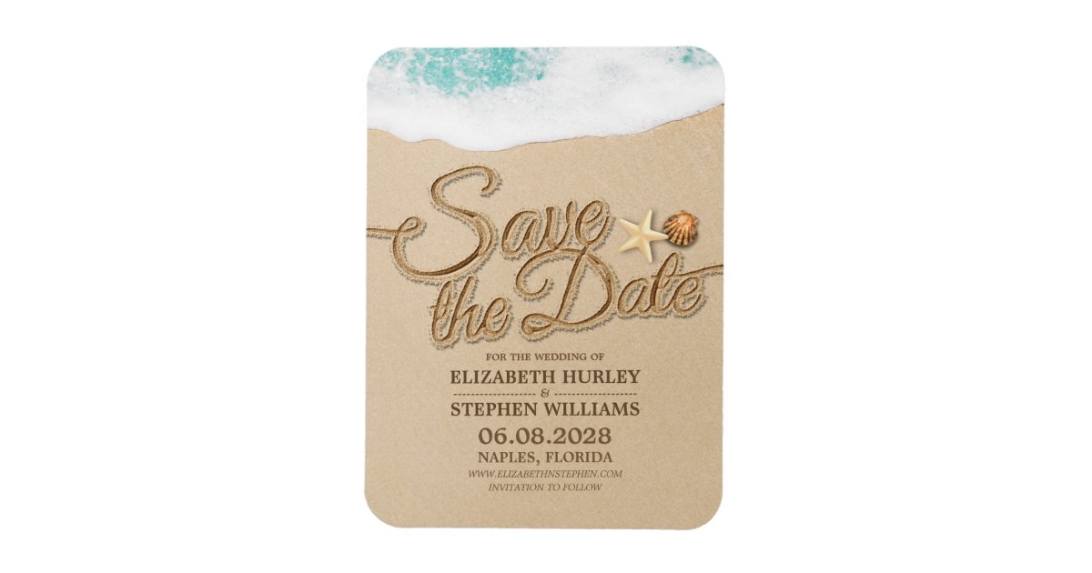 Wedding Save The Date Summer Sandy Beach Starfish Magnet | Zazzle