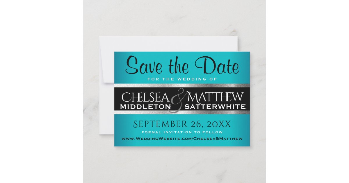 Wedding Save the Date Turquoise and Silver | Zazzle