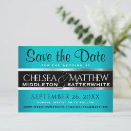 Wedding Save the Date Turquoise and Silver | Zazzle
