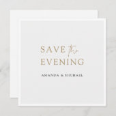 Wedding Save the Evening Card with Gold Typography | Zazzle