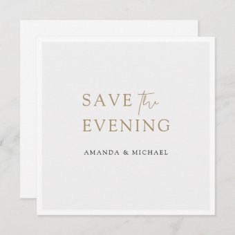 Wedding Save the Evening Card with Gold Typography | Zazzle