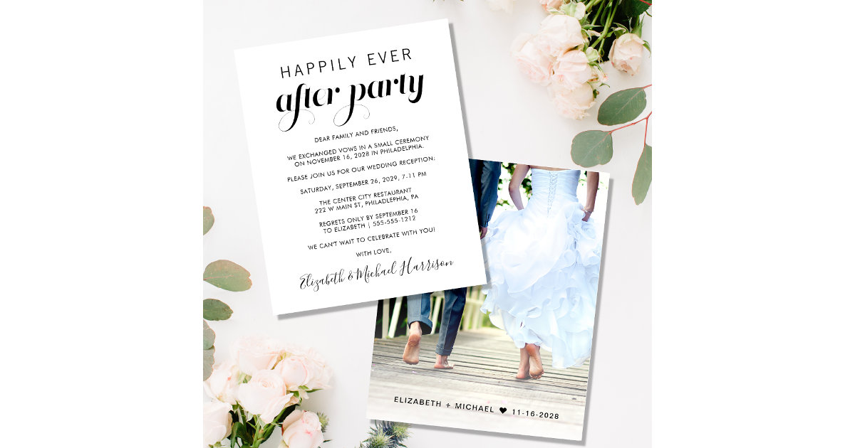 Wedding Script Happily Ever After Party Photo | Zazzle