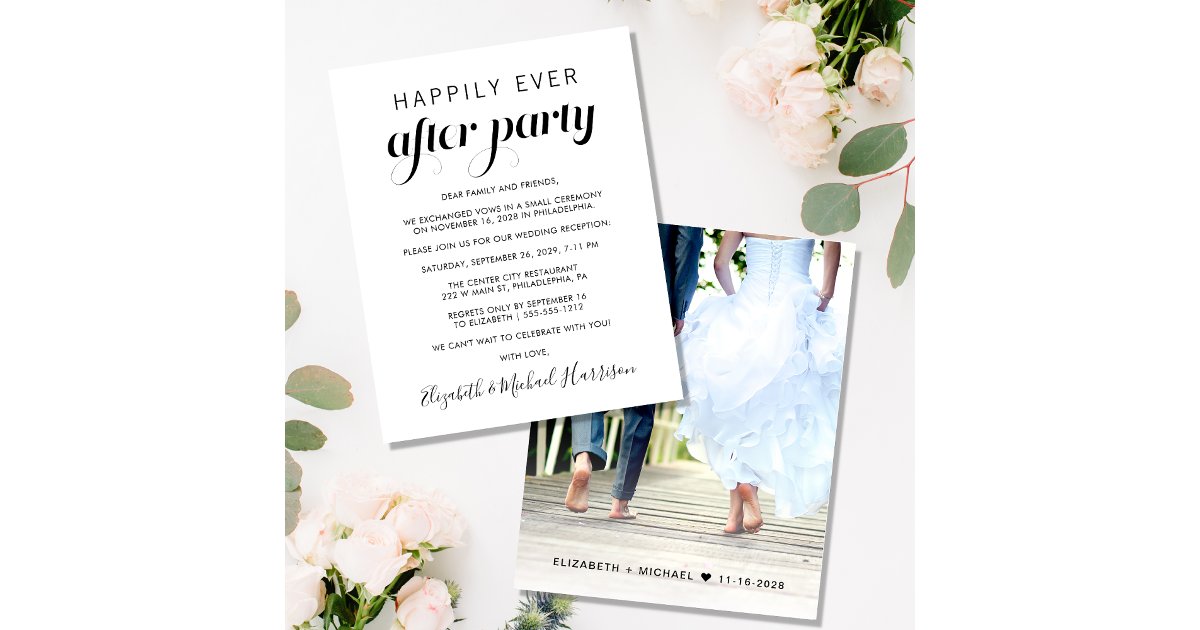 Wedding Script Happily Ever After Party Photo | Zazzle