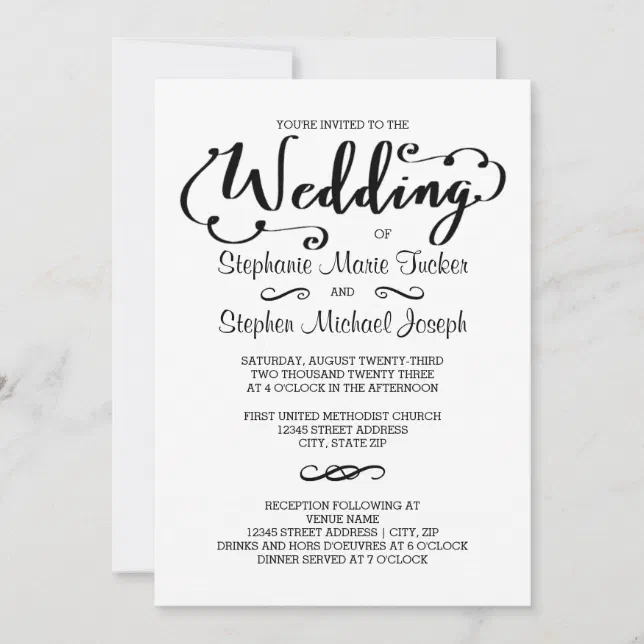 Wedding Script - Wedding & Reception Invitation | Zazzle