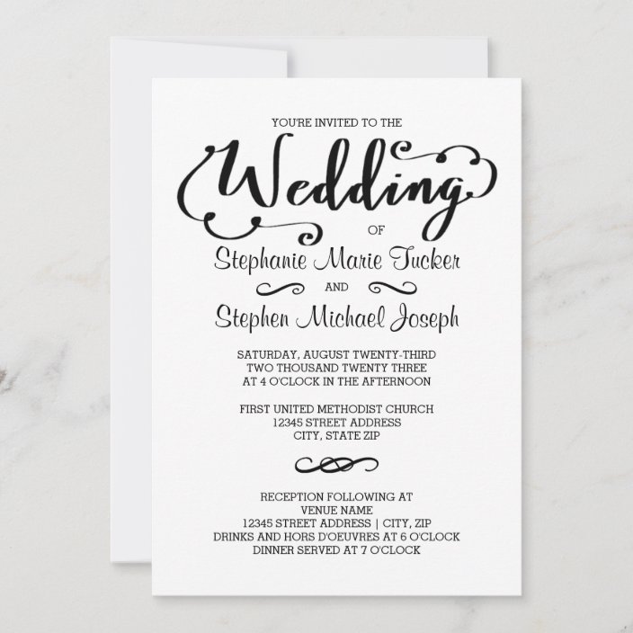 Wedding Script - Wedding & Reception Invitation | Zazzle.com