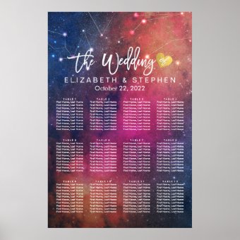 Wedding Seating Chart Galaxy Nebula Constellations | Zazzle