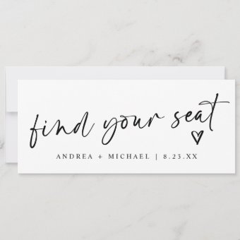Wedding Seating Chart Header Card Modern Simple | Zazzle