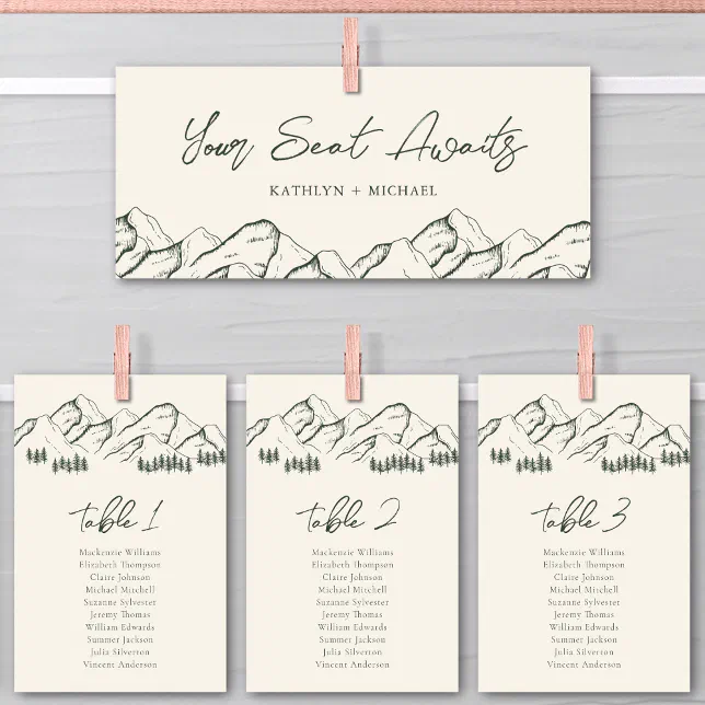 Wedding Seating Chart Header Mountain Outdoor Card | Zazzle