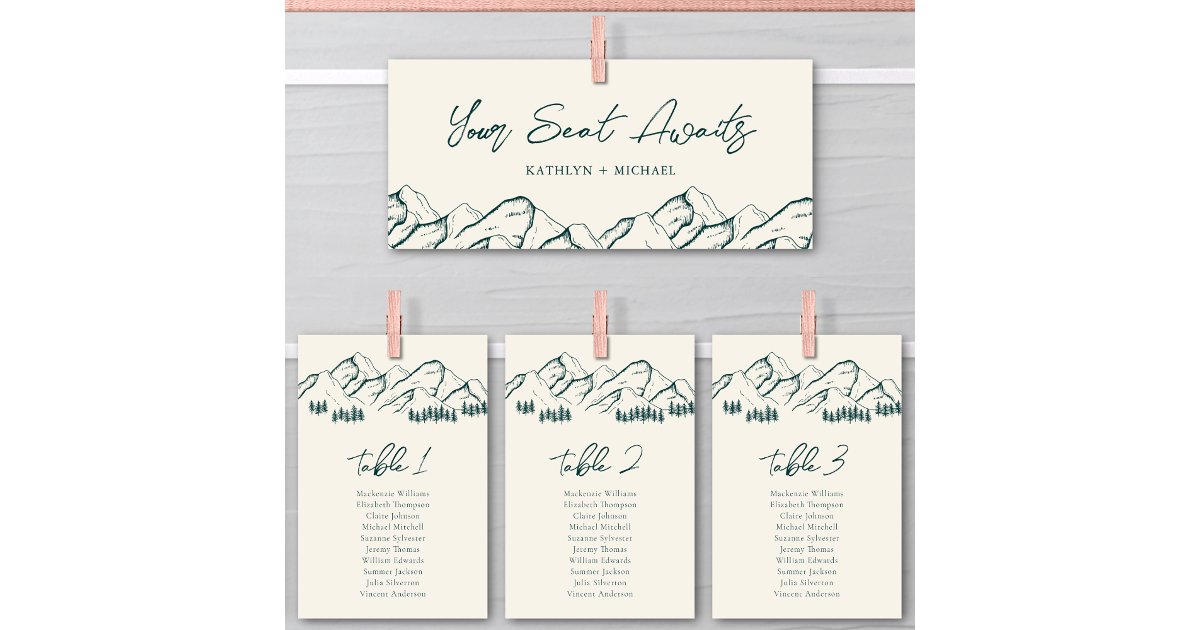 Wedding Seating Chart Header Mountain Outdoor Card | Zazzle