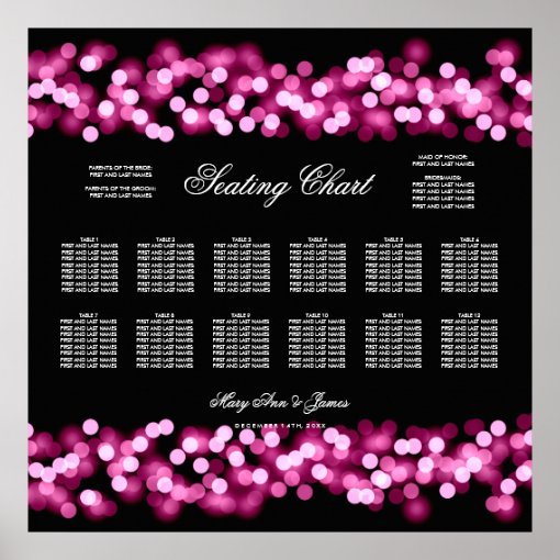 Wedding Seating Chart Pink Hollywood Glam | Zazzle