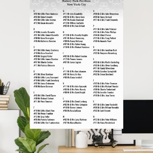 Wedding Seating Chart Poster White Floral 36x60 | Zazzle