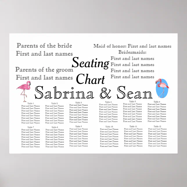 Wedding Seating Chart Romantic Custom Personalize | Zazzle