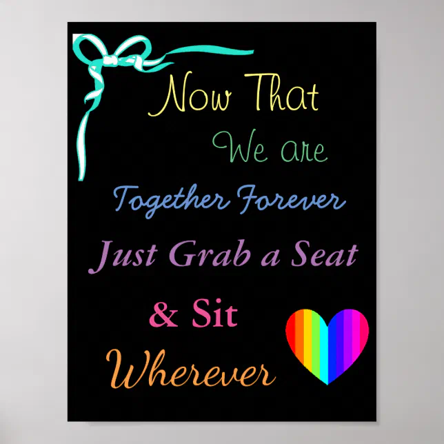 Wedding Seating Chart, Sit "wherever" Poster | Zazzle