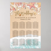 Wedding Seating Chart Summer Sandy Beach Starfish | Zazzle