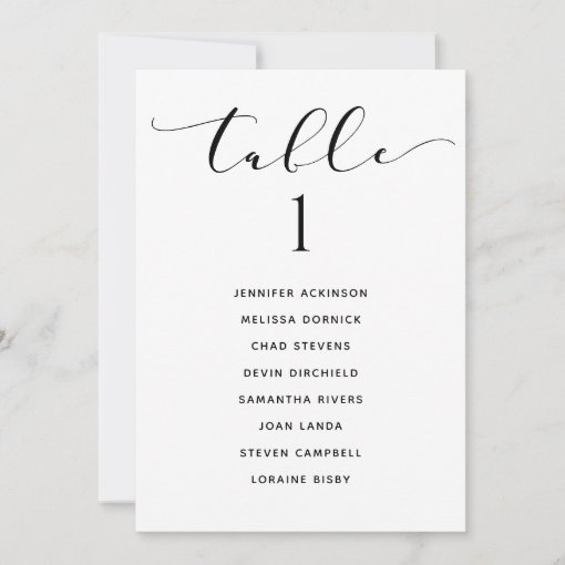 Wedding Seating Chart Table List Card Elegant | Zazzle