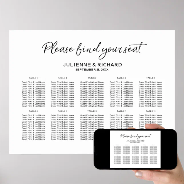 Wedding Seating Plan Stylish Lettered Sign | Zazzle