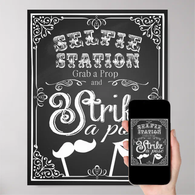 Wedding selfie photo booth sign chalkboard | Zazzle