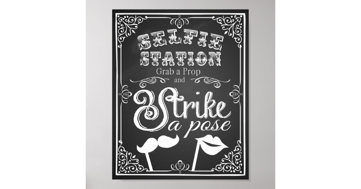 Wedding selfie photo booth sign chalkboard | Zazzle