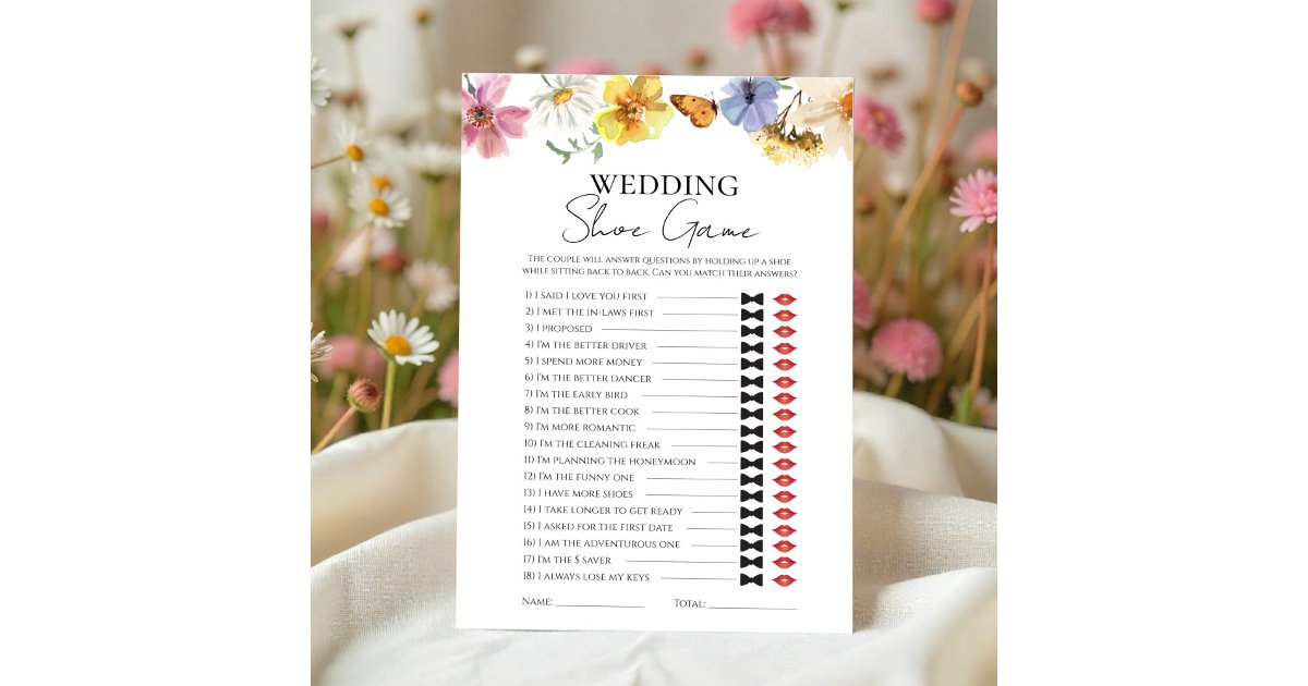Wedding Shoe | Boho Bridal Shower Game Card | Zazzle