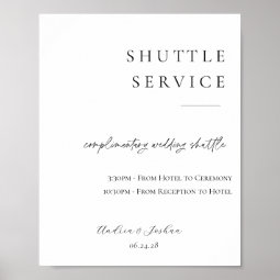 Wedding Shuttle Service Sign | Zazzle
