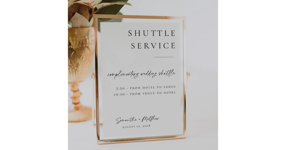 Wedding Shuttle Service Sign | Zazzle