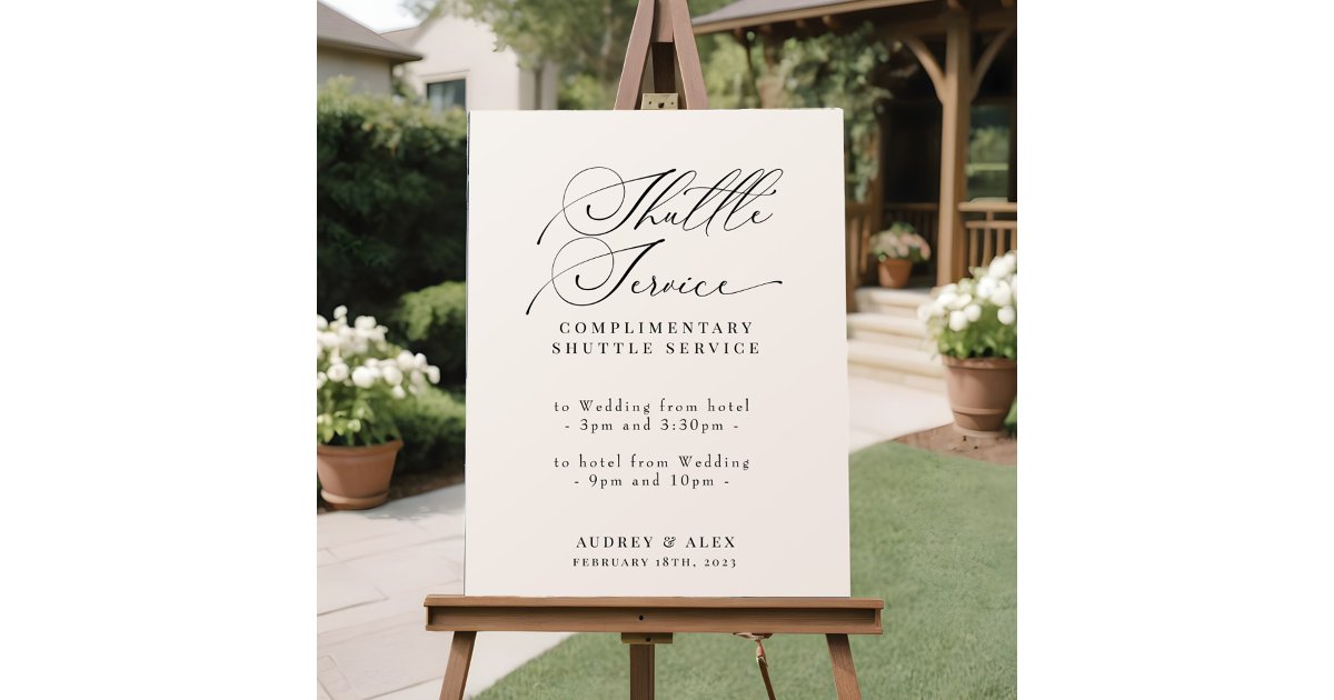 Wedding Shuttle Service Sign Modern Elegant | Zazzle