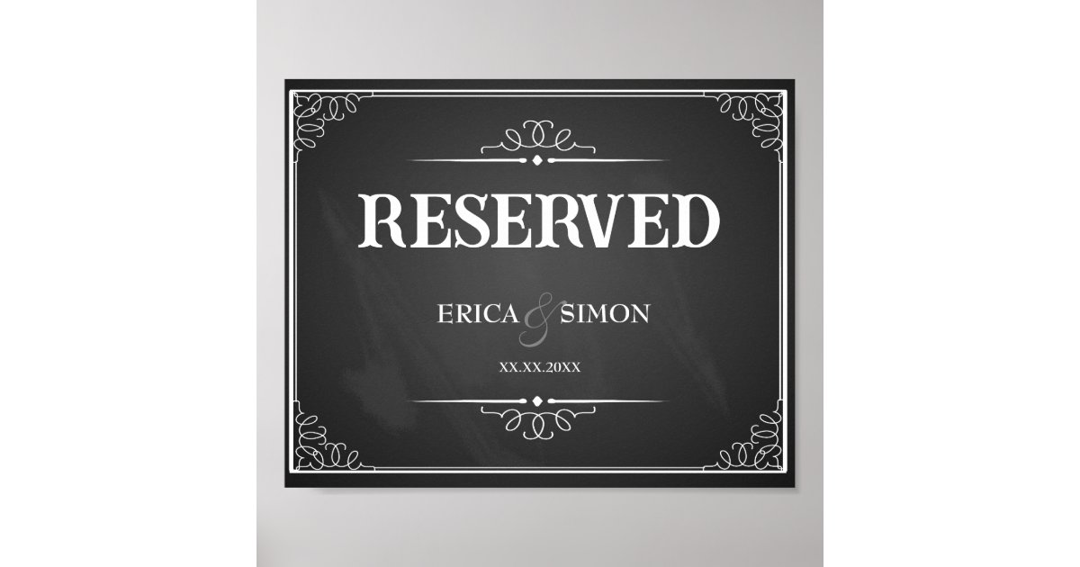 Wedding sign chalkboard reserved table | Zazzle