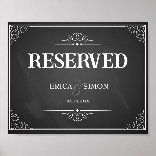 Wedding sign chalkboard reserved table | Zazzle