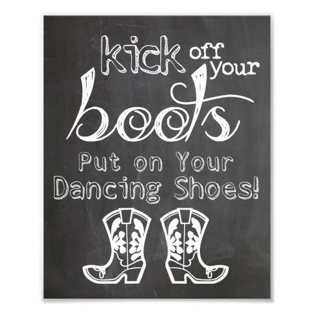 Wedding sign Chalkboard style funny boots sign | Zazzle