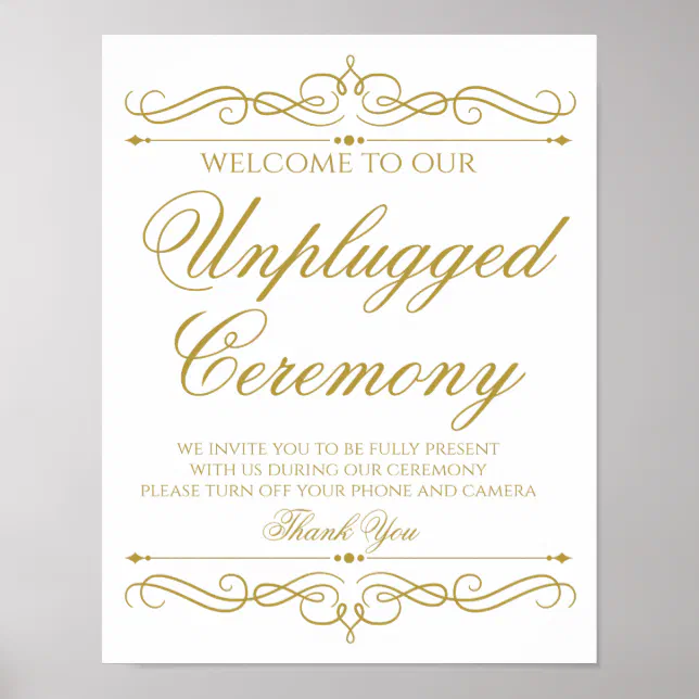Wedding Sign | Elegant Gold Swirl Calligraphy | Zazzle