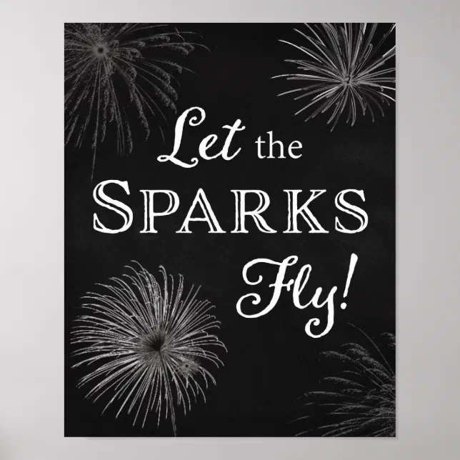 Wedding Sign Fireworks Let the Sparks Fly | Zazzle