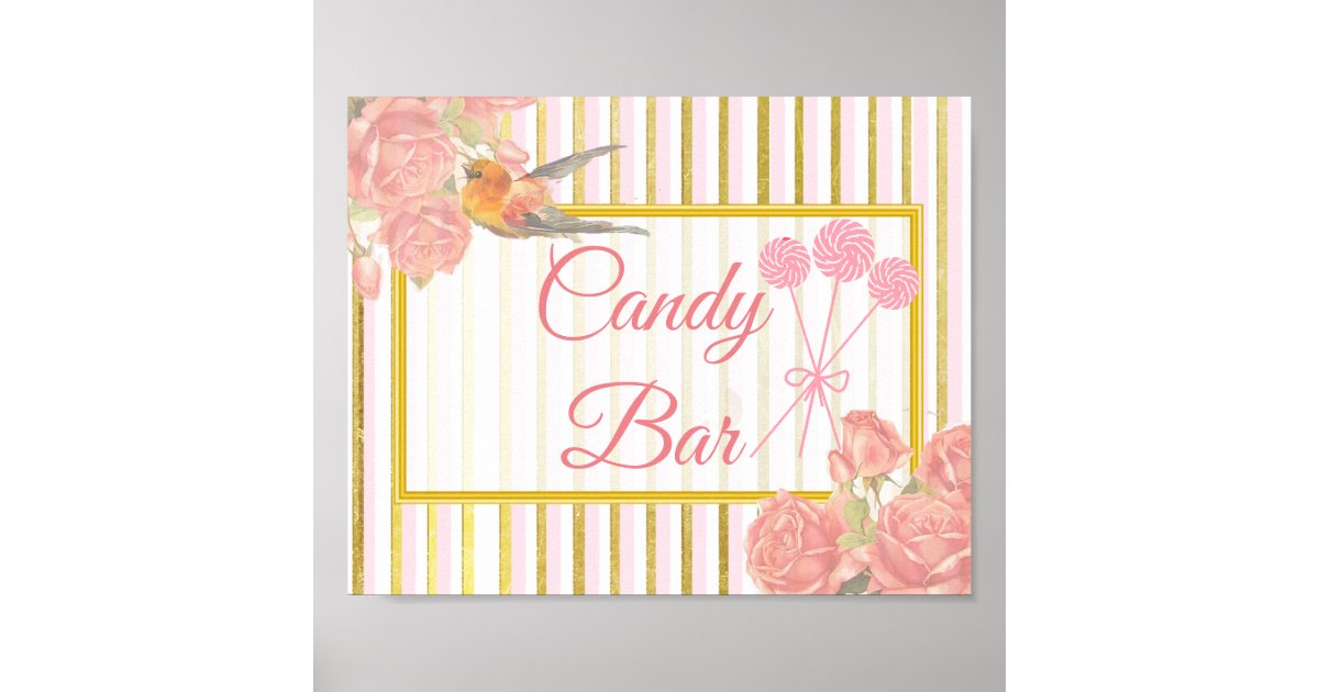 Wedding Sign for Candy Bar, Pink Lollipops | Zazzle